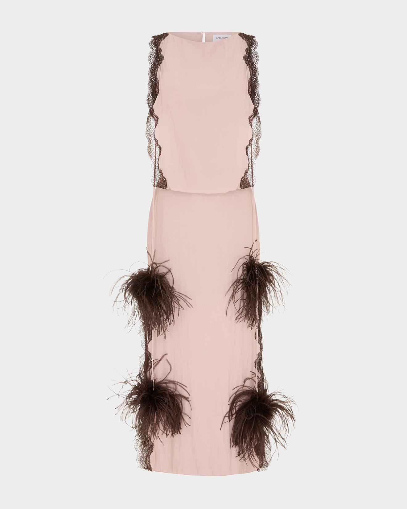 16ARLINGTON 16Arlington Romina Dress with Feather and Lace Trim